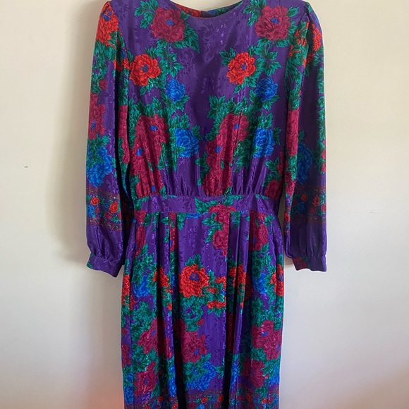 Andrea Gayle | Dresses | Andrea Gayle Purple Floral Long Sleeve Dress ...